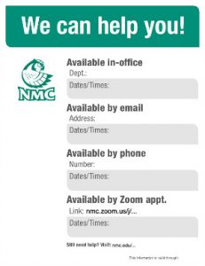 Use this customizable NMC office signage! - NMC Communiqué